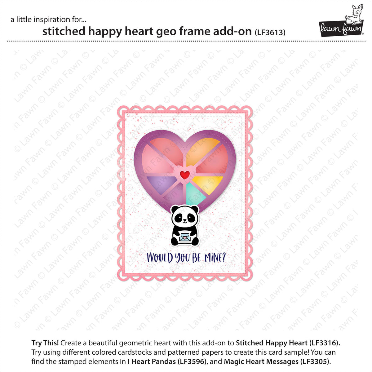 Stitched happy heart geo frame add-on - Lawn Fawn – Imagina Scrapbook